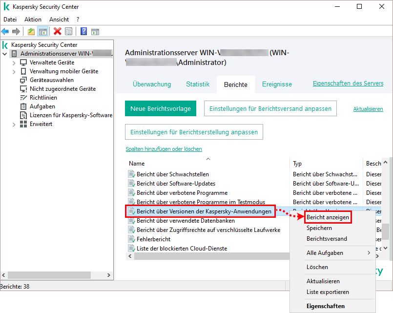 Verwalten von privaten Patches für Kaspersky Endpoint Security für Windows