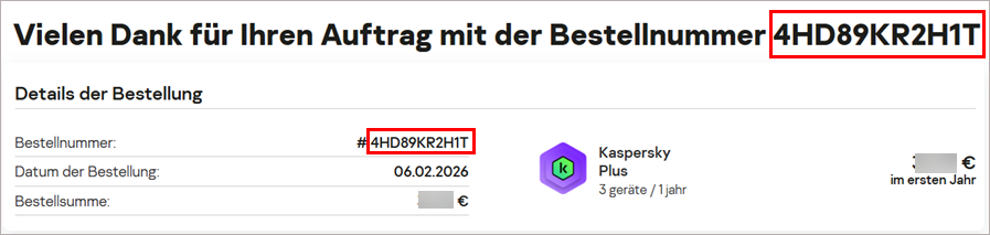 So finden Sie die Bestellnummer für Kaspersky-Lösungen für Privatanwender