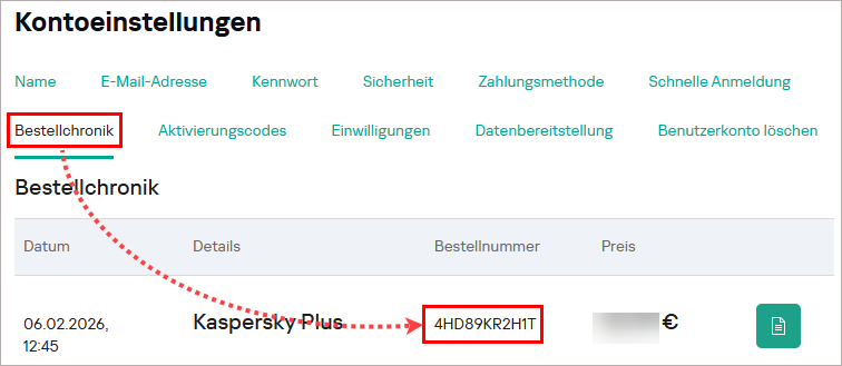 So finden Sie die Bestellnummer für Kaspersky-Lösungen für Privatanwender