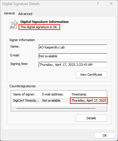 How to verify if the downloaded Kaspersky installer is genuine
