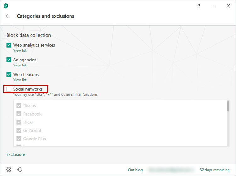 Private Browsing in Kaspersky Security Cloud 19