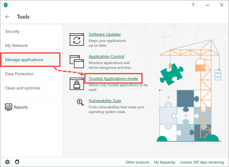 How to enable the Trusted Applications mode in Kaspersky Total Security 20