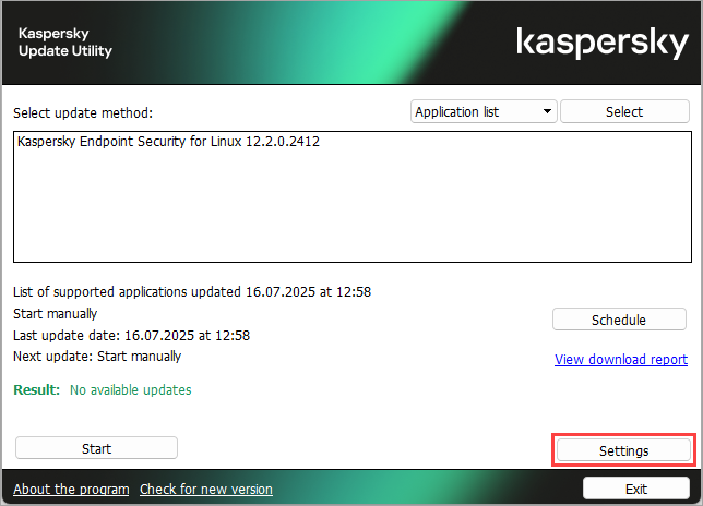 How to use Kaspersky Update Utility 4 for Linux through GUI