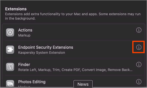 How to enable the system extension required for proper operation of Kaspersky Endpoint Security ...