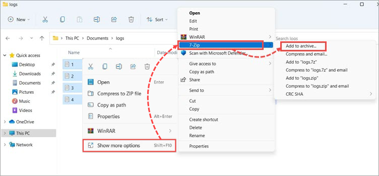 How to add files to an archive using standard Windows tools and third ...