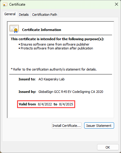 How to verify if the downloaded Kaspersky installer is genuine