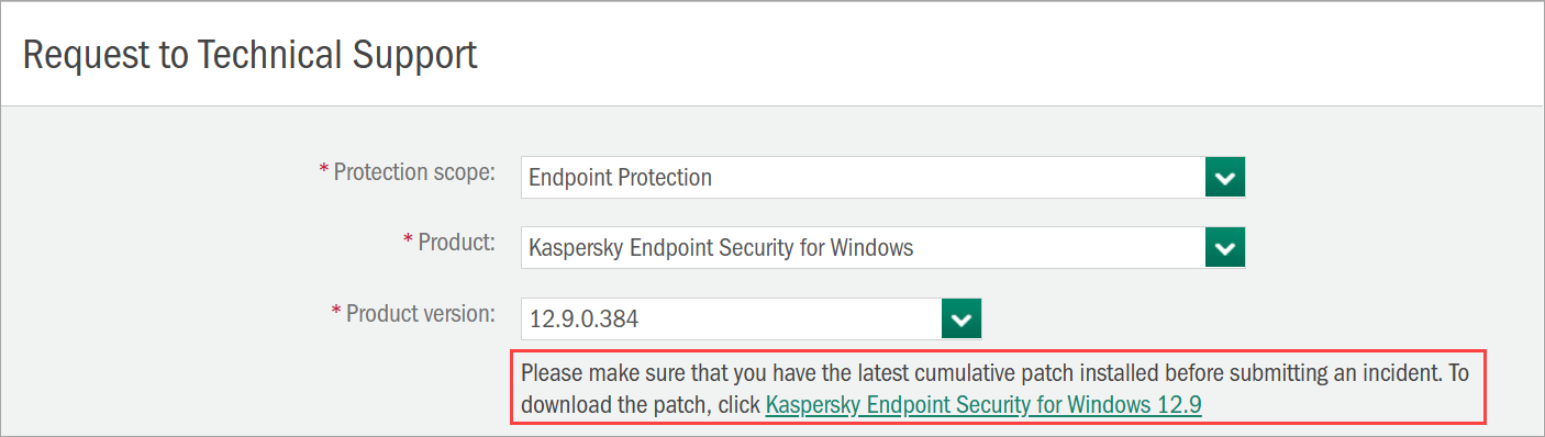 Managing private patches for Kaspersky Endpoint Security for Windows
