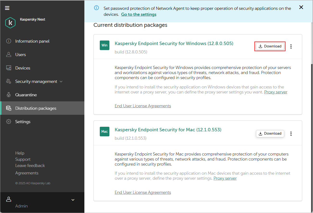 Troubleshooting the connection problems between Network Agent and Kaspersky Endpoint Security Cloud