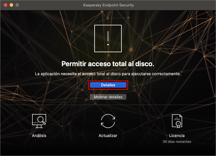 Actualización a macOS Catalina (versión 10.15) con Kaspersky Endpoint Security 11 for Mac instalado