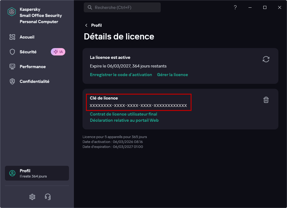 À propos du code d'activation pour Kaspersky Small Office Security