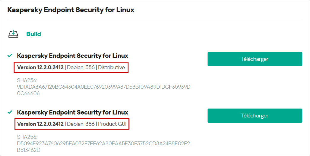 Choix des paquets d’installation de Kaspersky Endpoint Security for Linux