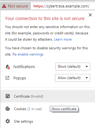 Adding the self-signed certificate as trusted to a browser