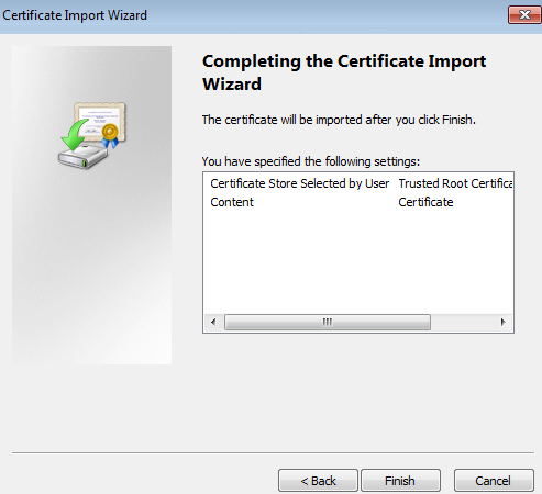 Adding the self-signed certificate as trusted to a browser