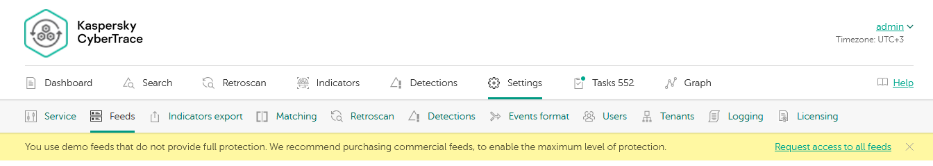 Kaspersky CyberTrace Web notifications