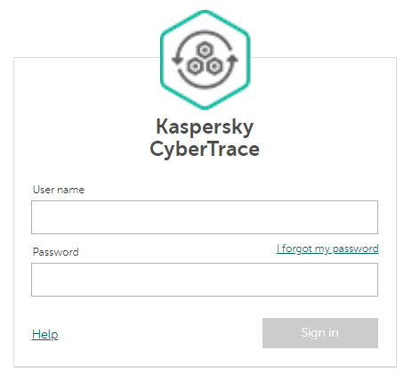 Logging in to Kaspersky CyberTrace Web