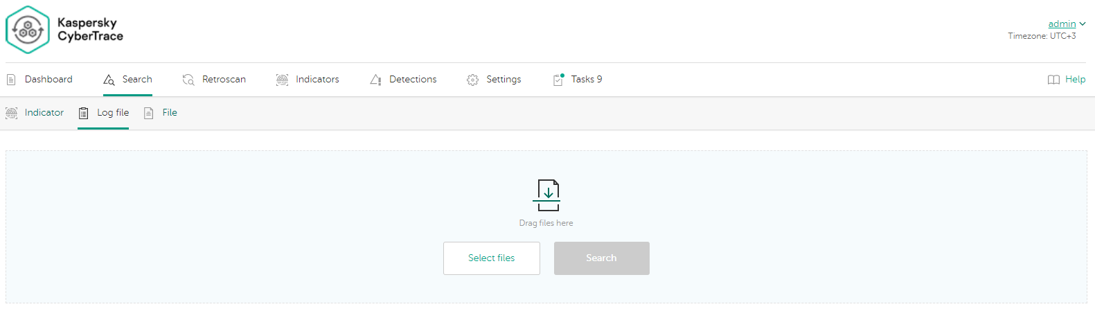 Log file indicators search