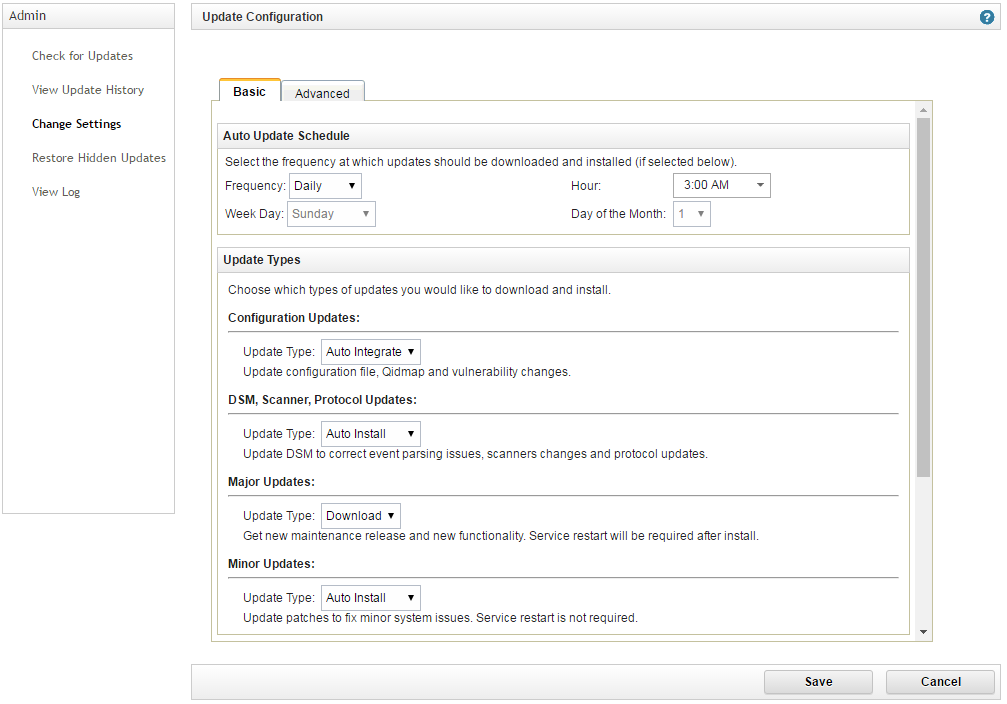 Step 1. Configuring QRadar to receive latest updates