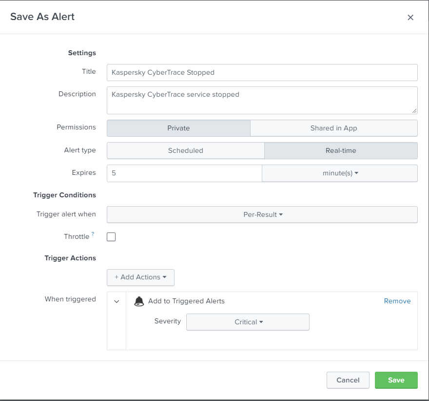 Creating notifications about incoming service events