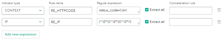 Matching process settings