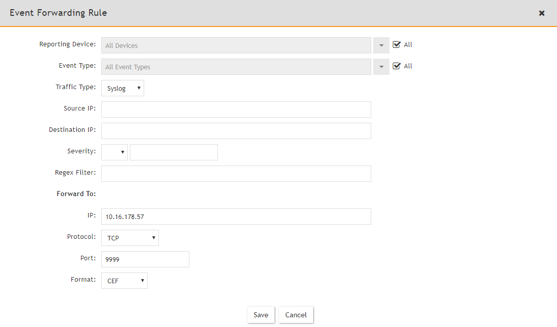 Configuring event forwarding from FortiSIEM