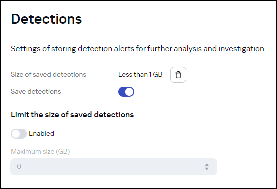Detections settings