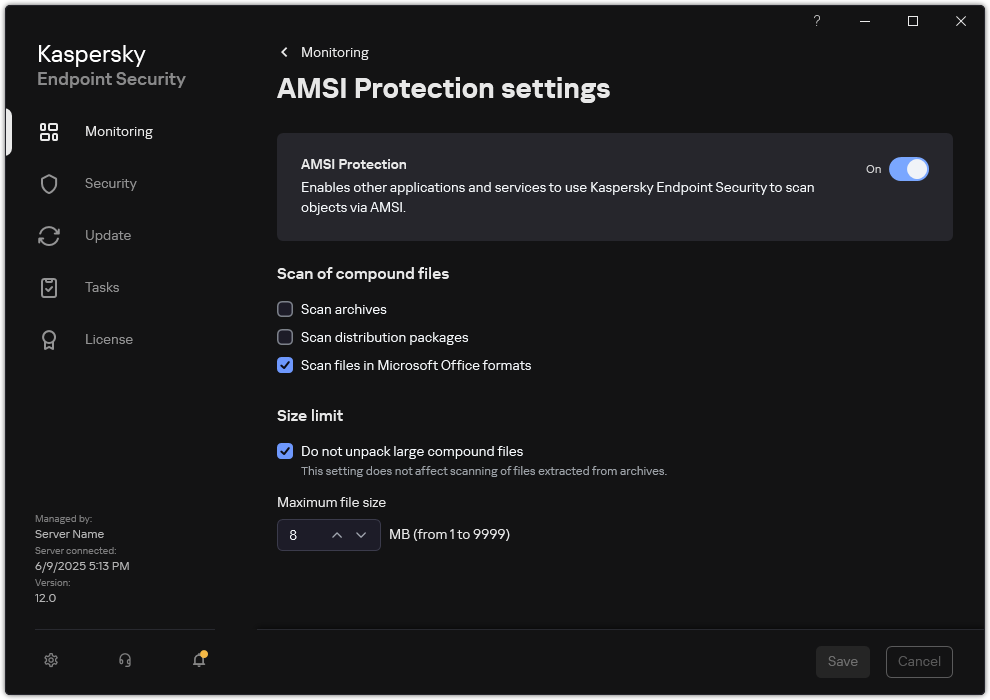 Enabling and disabling the AMSI Protection