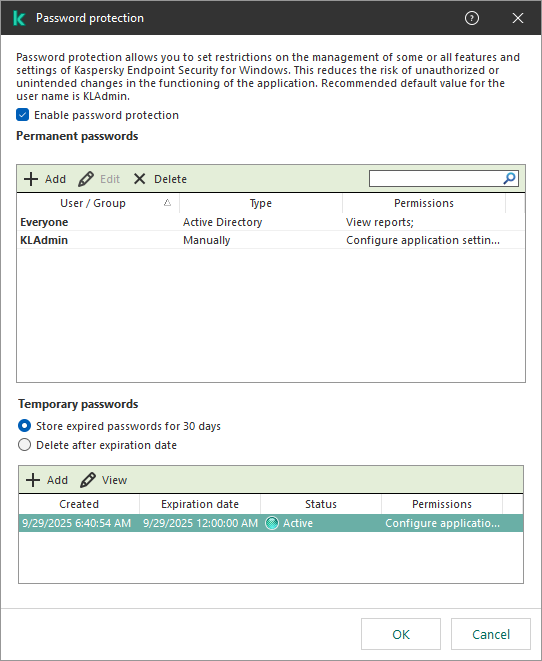 Revoking temporary password