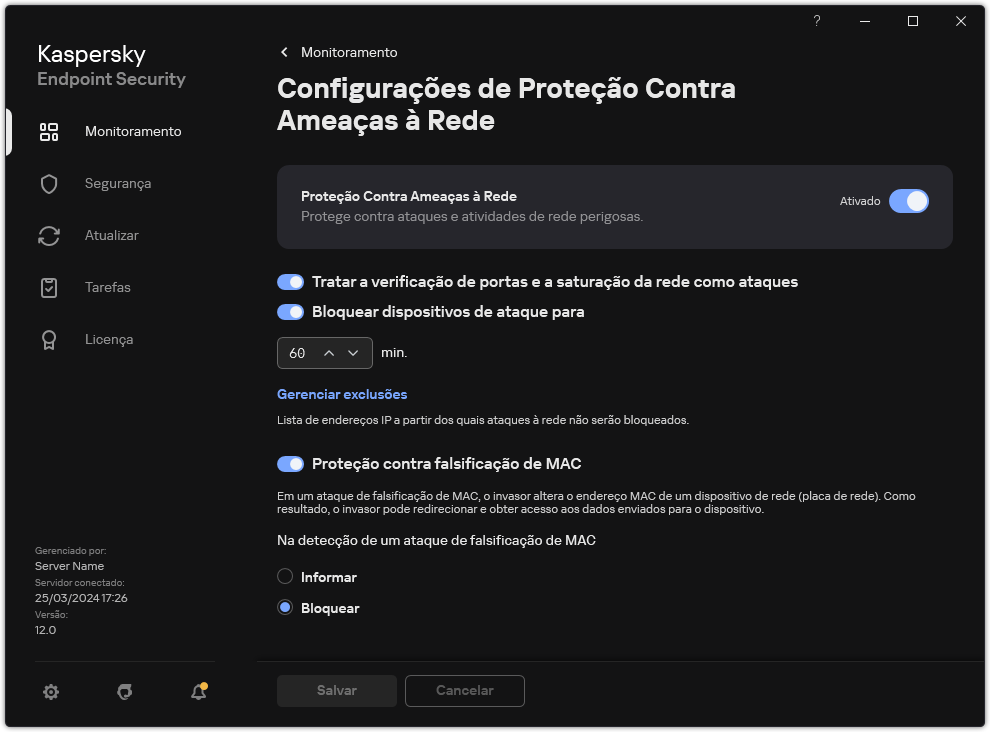 Configurar a proteção contra ataques de rede por tipo