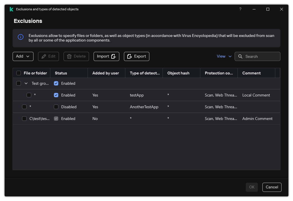 Creating a scan exclusion