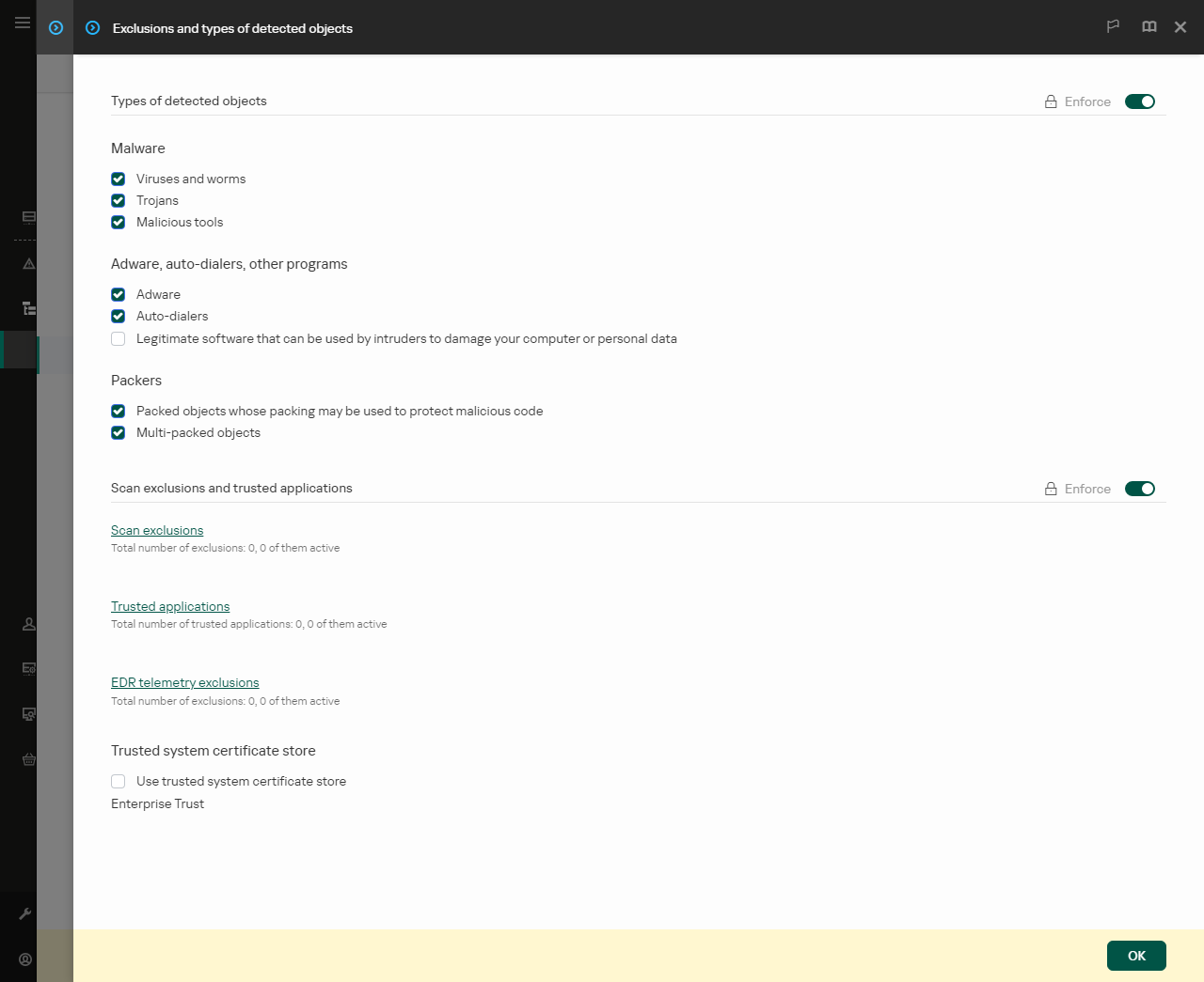 Creating a scan exclusion
