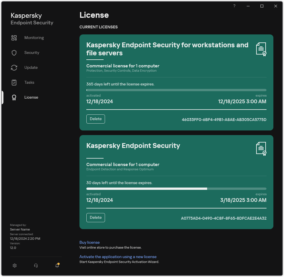 Removing a license key