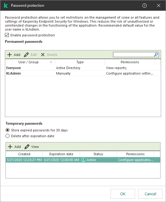 Revoking temporary password