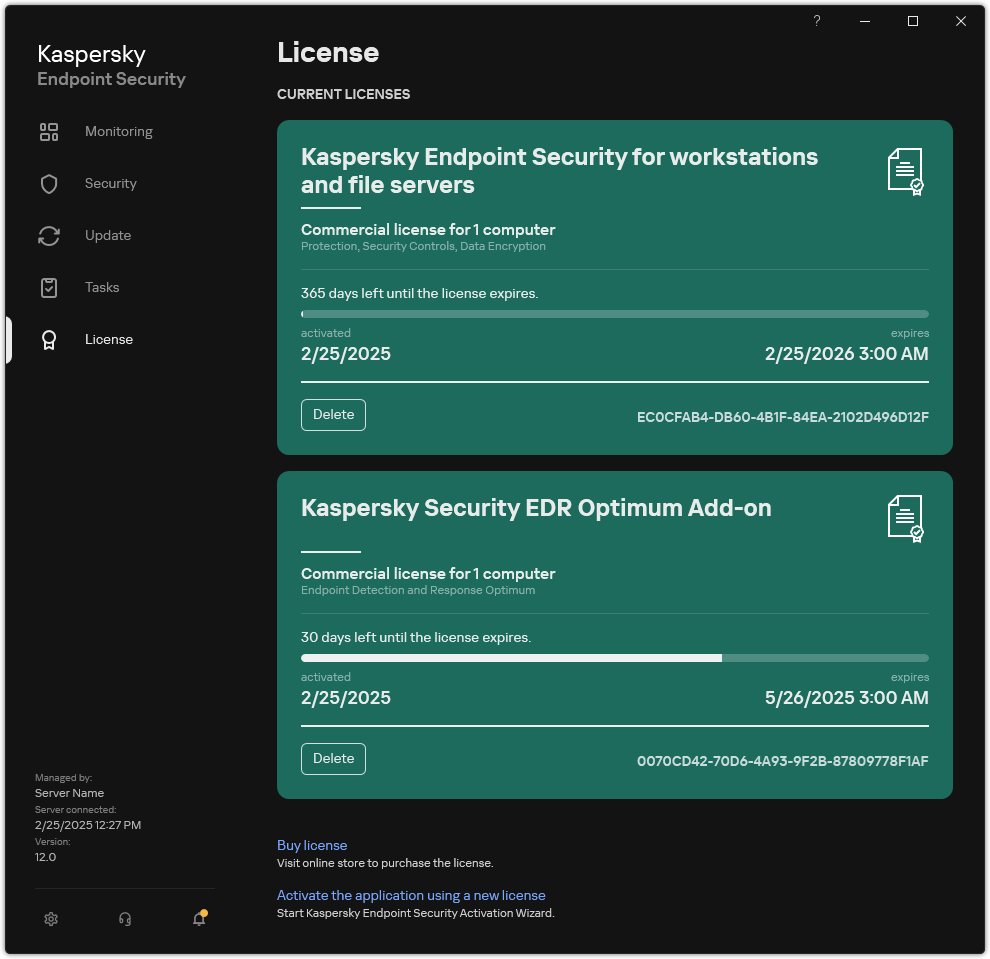 Removing a license key