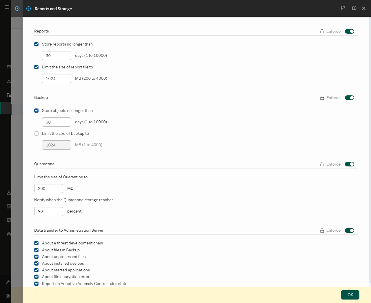 Integration of the built-in agent with Kaspersky Sandbox