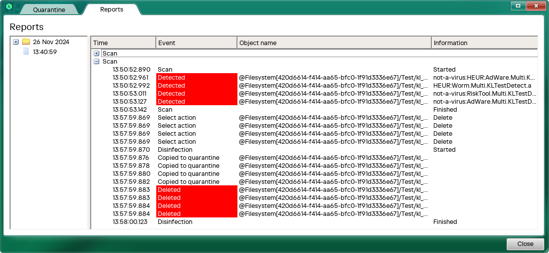 Application performance report