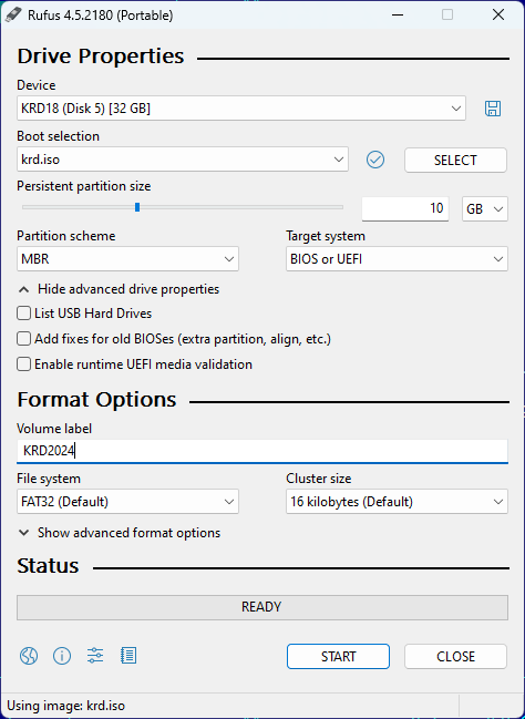 Creating a persistent partition