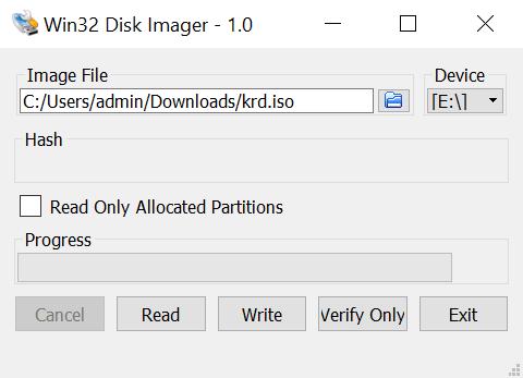 Writing the image in DD mode