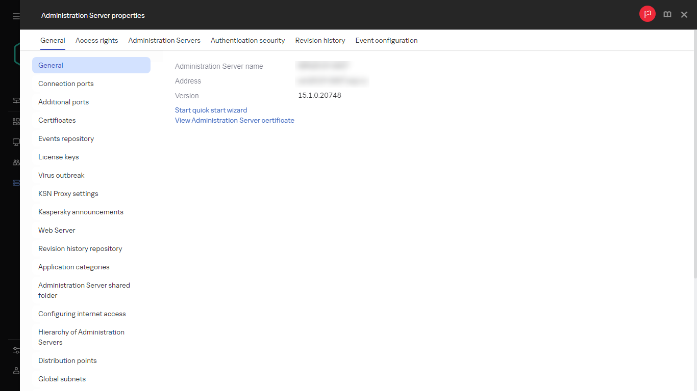 Quick start wizard (Kaspersky Security Center Web Console)