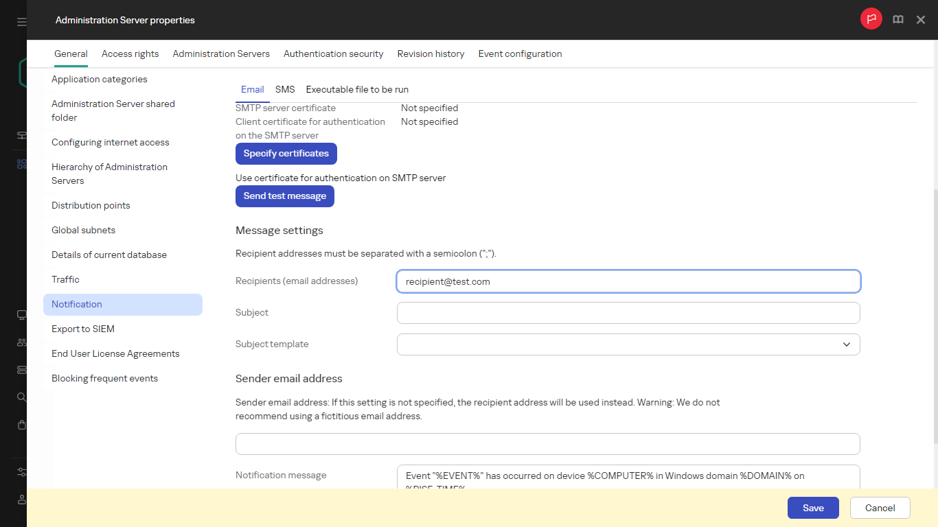 Configuring notification delivery