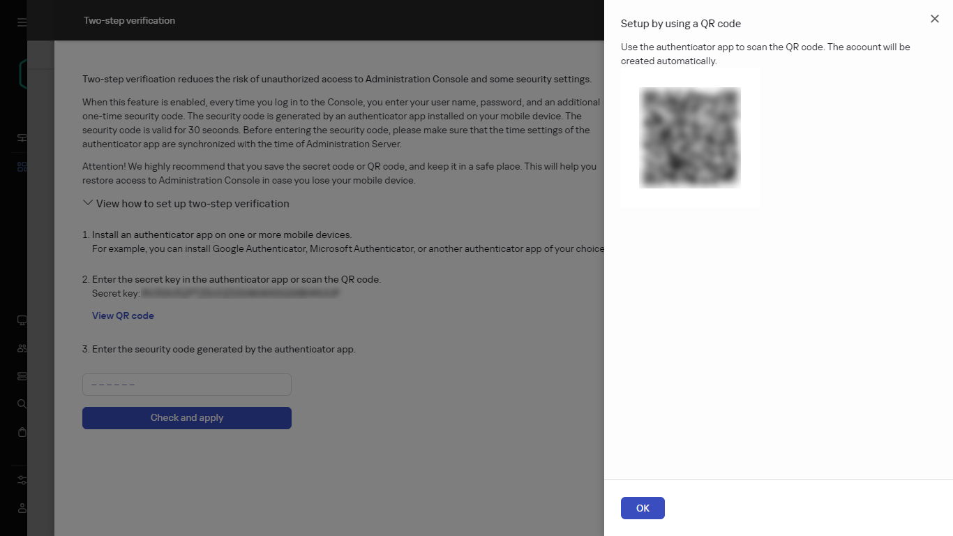 Enabling two-step verification for your own account