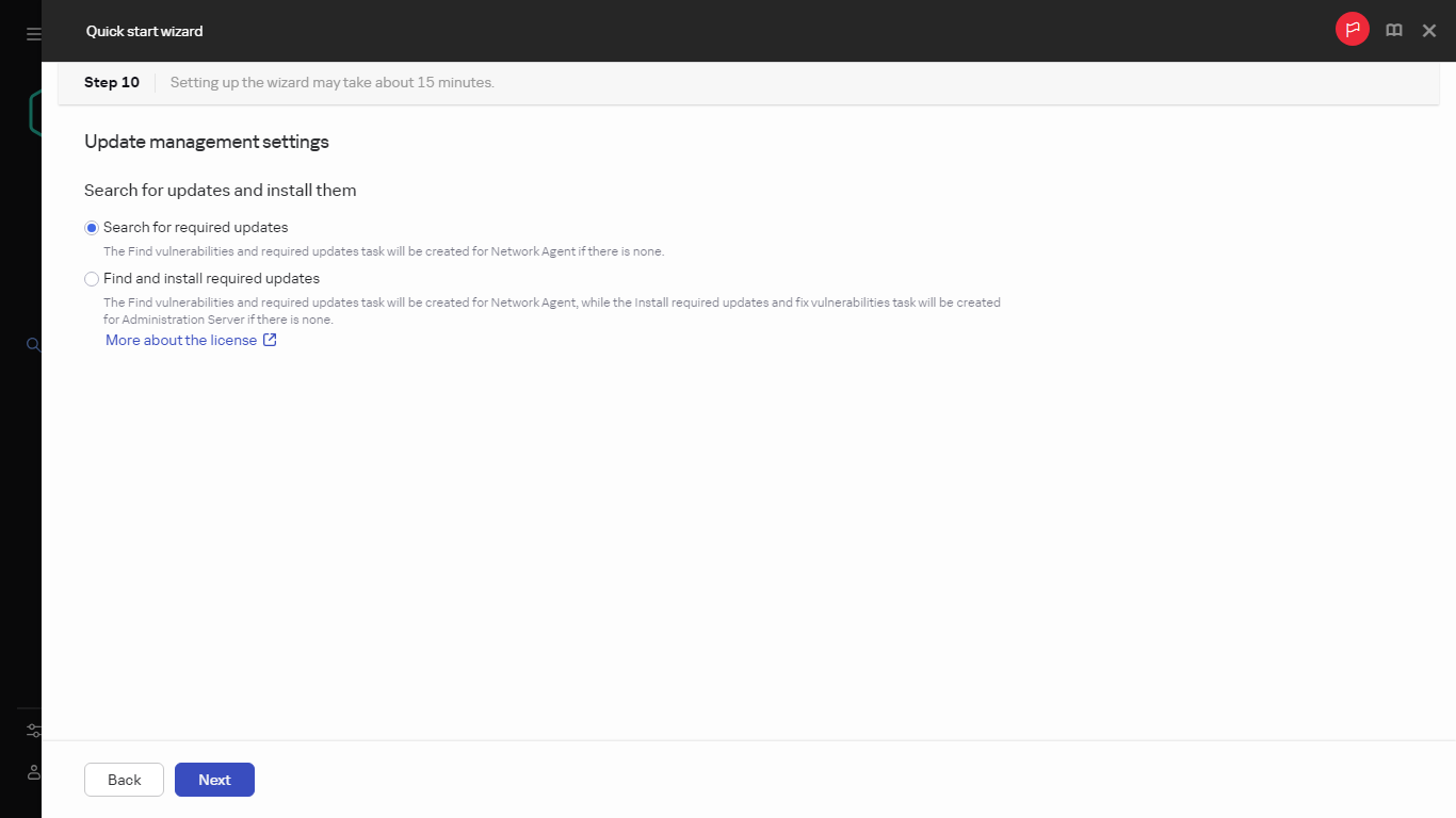 Step 9. Specifying the third-party update management settings