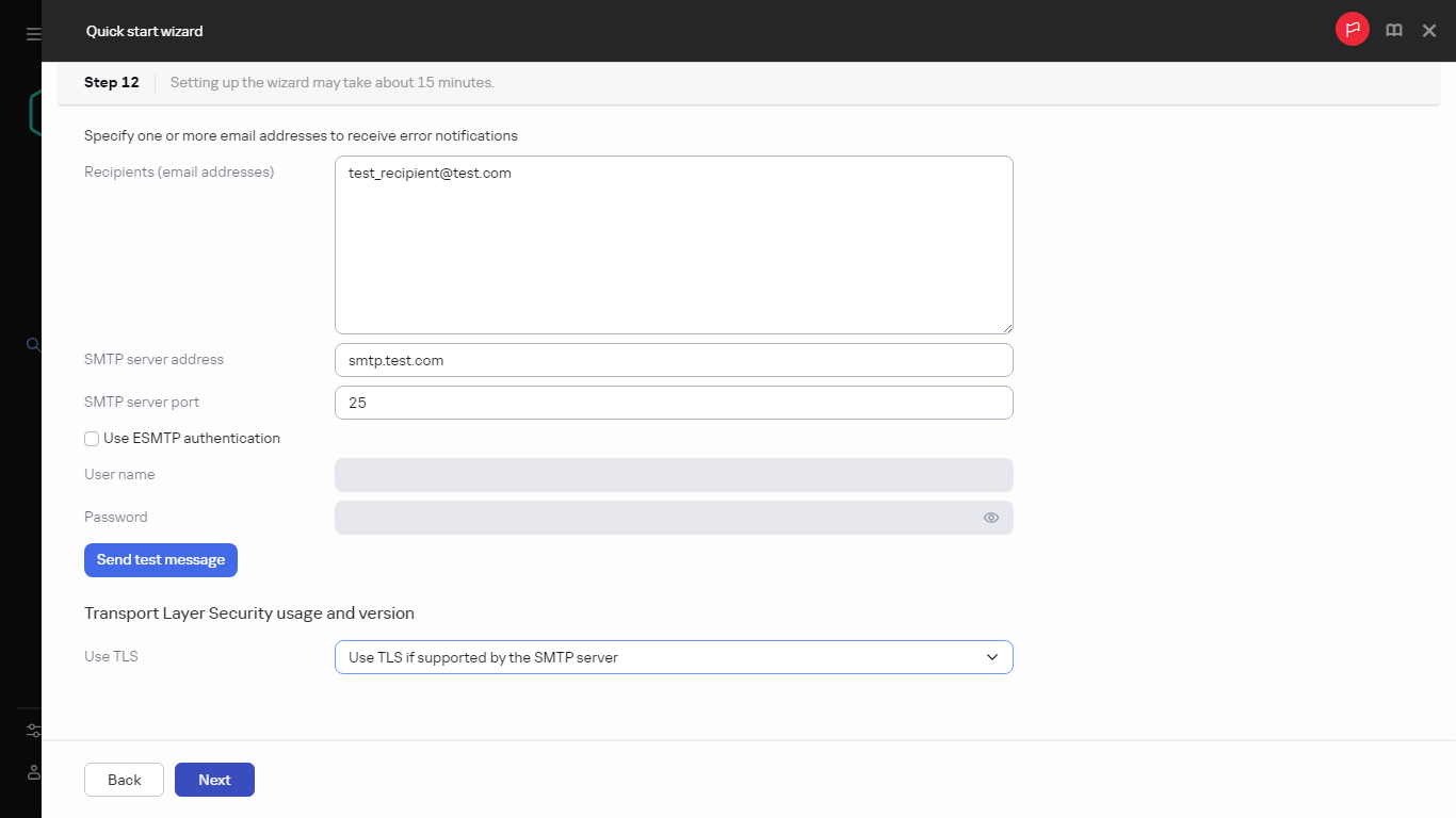 Step 11. Configuring email notifications