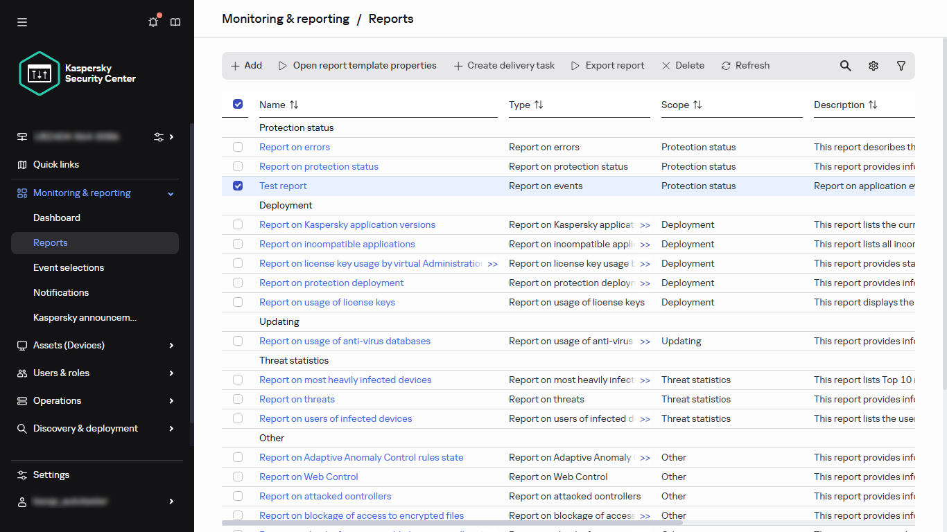 Exporting a report to a file