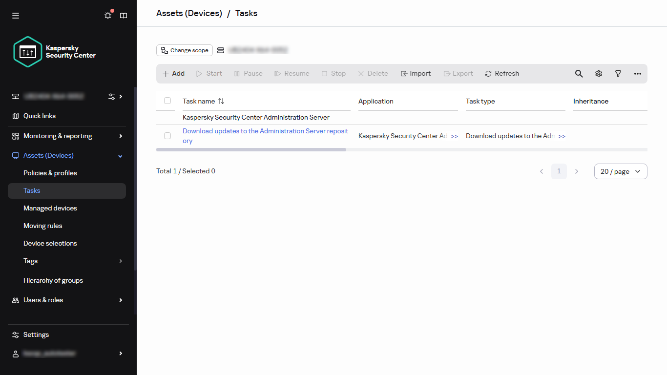 Creating the Download updates to the Administration Server repository task