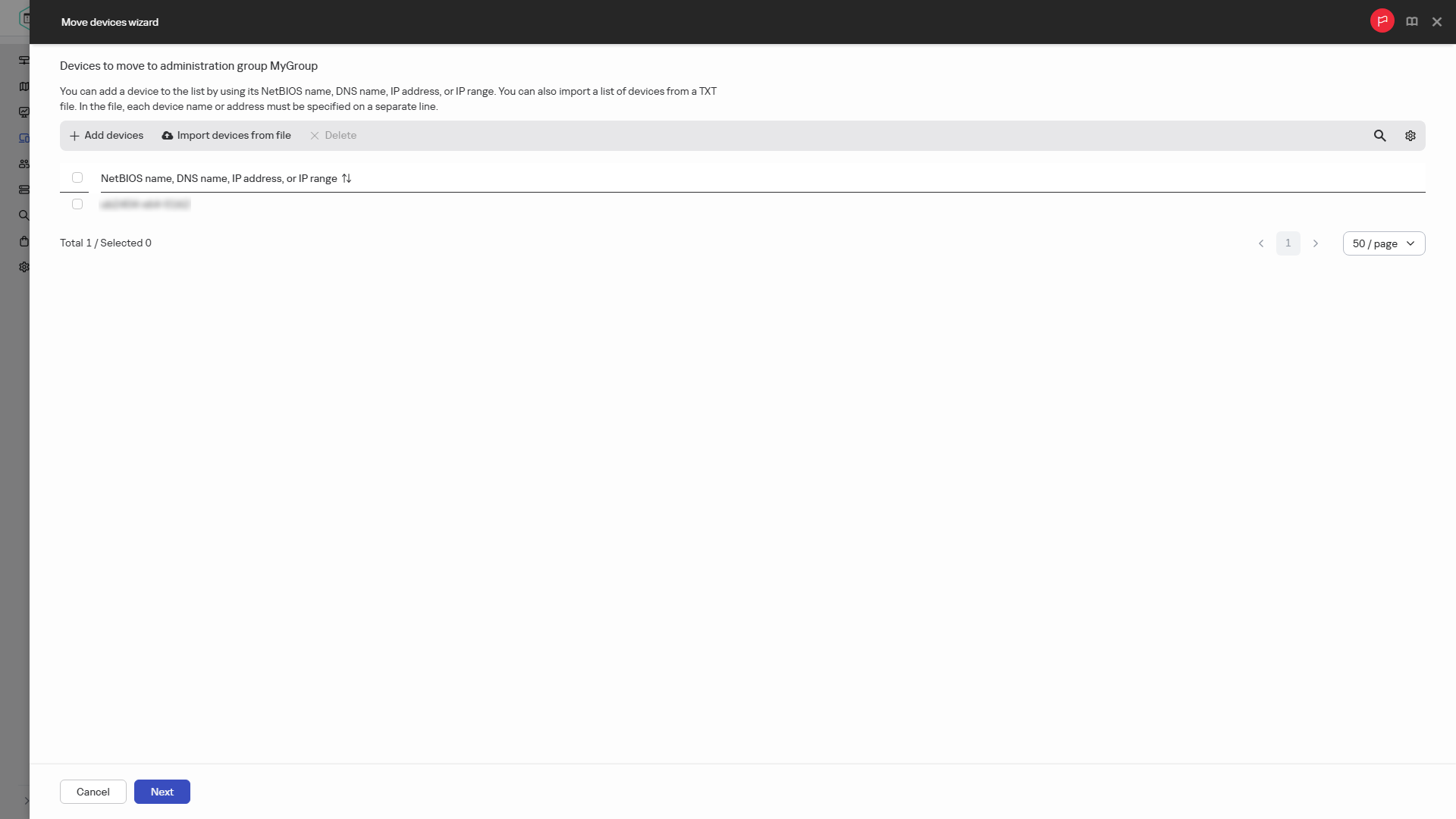 Adding devices to an administration group manually