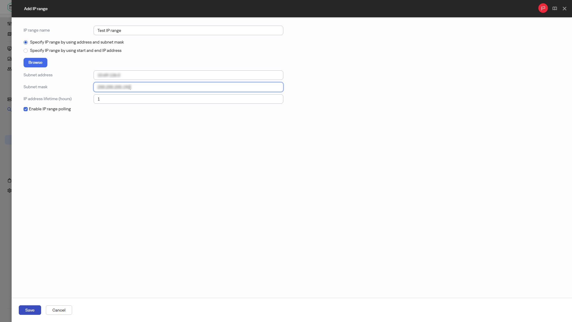 Adding and modifying an IP range