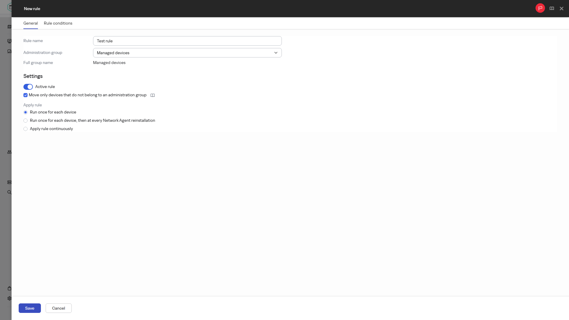 Creating device moving rules