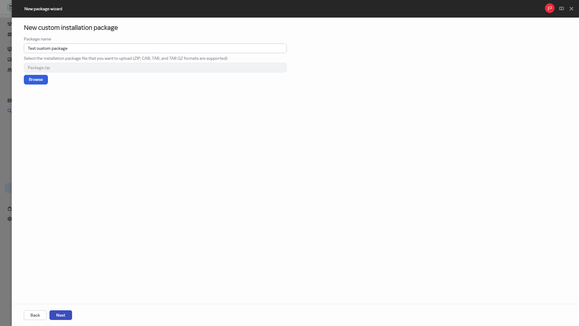 Creating installation packages from a file