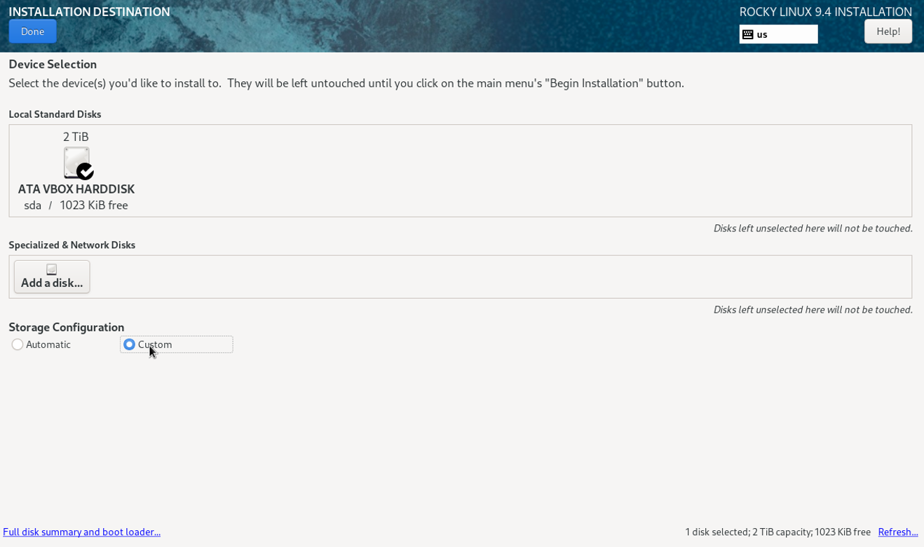 Installing and configuring Rocky Linux 9.4