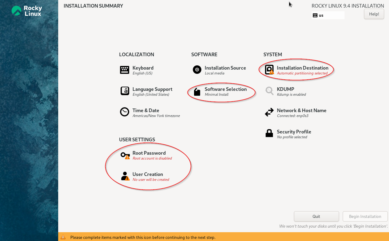 Installing and configuring Rocky Linux 9.4
